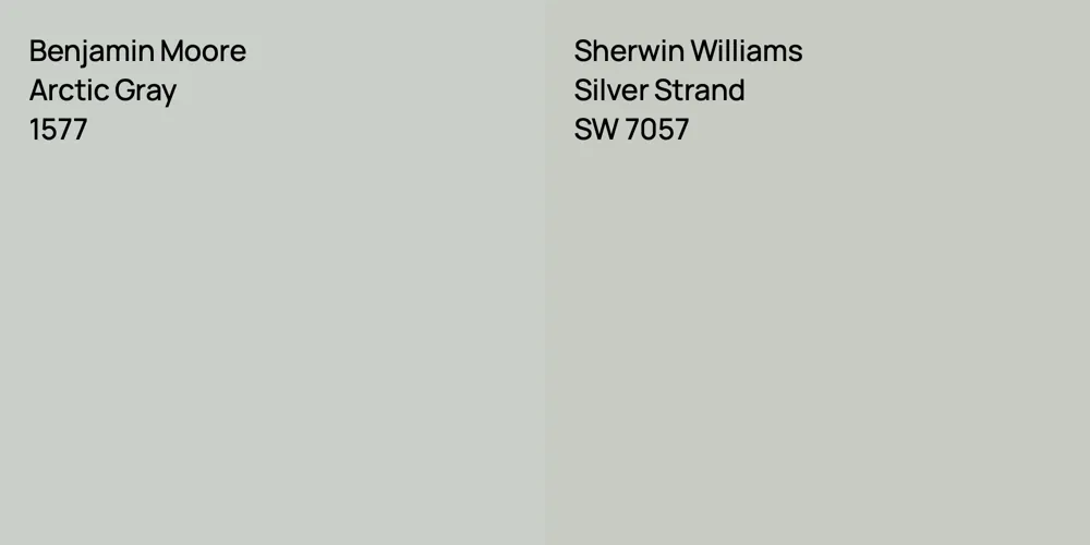Benjamin Moore Arctic Gray vs. Sherwin Williams Silver Strand comparison
