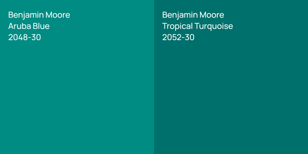 Benjamin Moore Aruba Blue vs. Benjamin Moore Tropical Turquoise comparison