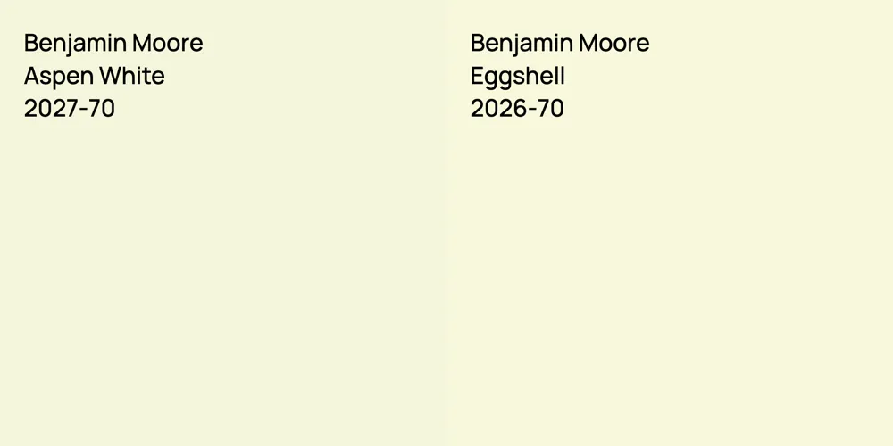 Benjamin Moore Aspen White vs. Benjamin Moore Eggshell comparison
