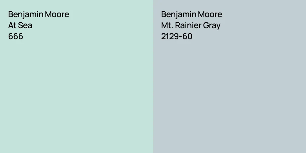 Benjamin Moore At Sea vs. Benjamin Moore Mt. Rainier Gray comparison