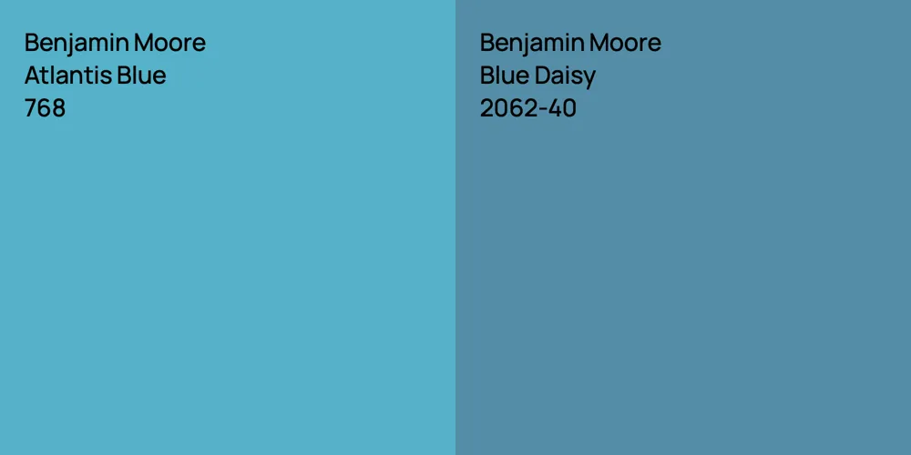 Benjamin Moore Atlantis Blue vs. Benjamin Moore Blue Daisy comparison