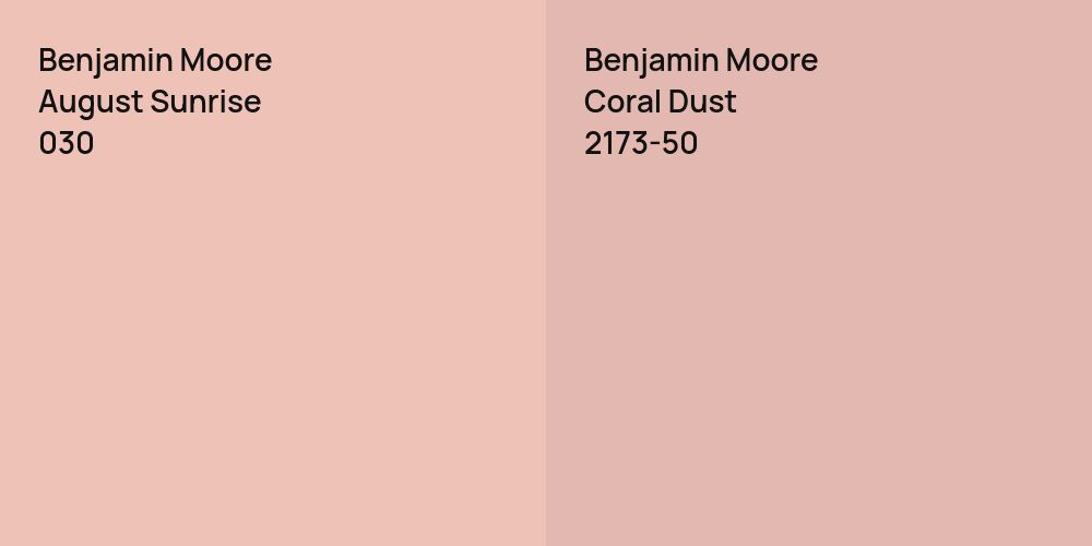 Benjamin Moore August Sunrise vs. Benjamin Moore Coral Dust comparison