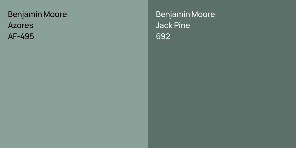 Benjamin Moore Azores vs. Benjamin Moore Jack Pine comparison
