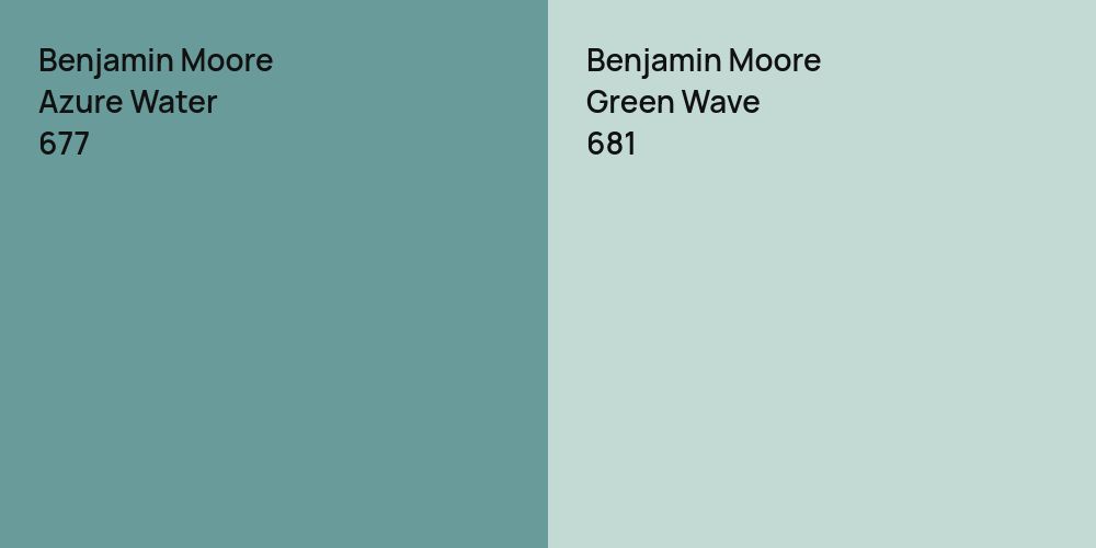 Benjamin Moore Azure Water vs. Benjamin Moore Green Wave comparison