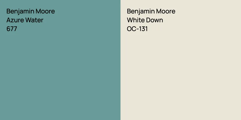 Benjamin Moore Azure Water vs. Benjamin Moore White Down comparison
