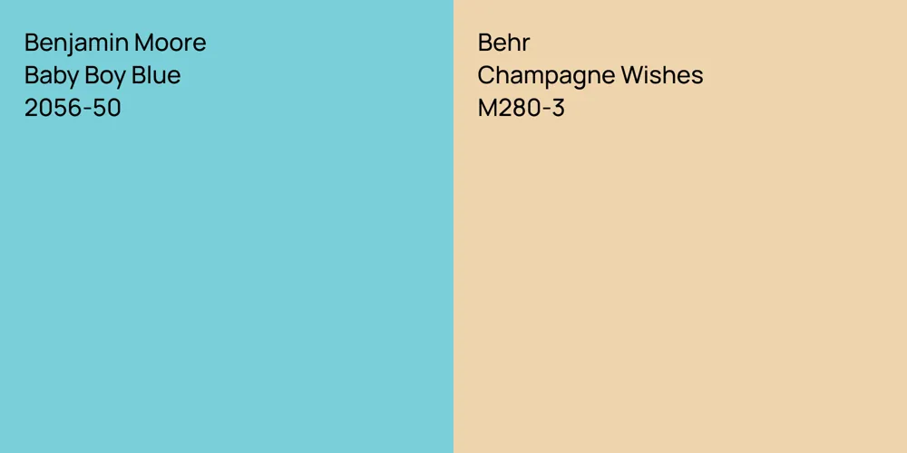 Benjamin Moore Baby Boy Blue vs. Behr Champagne Wishes comparison
