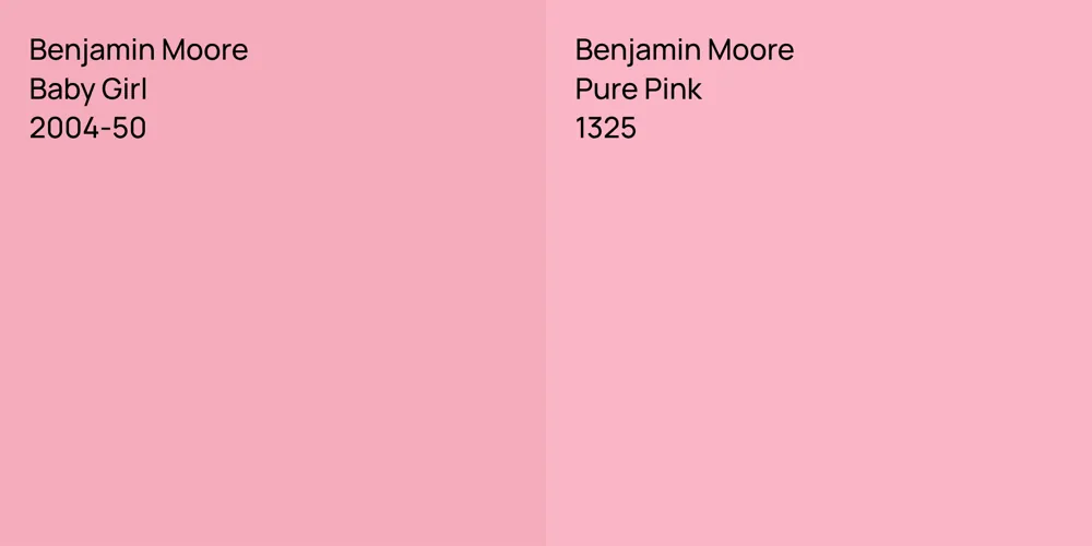 Benjamin Moore Baby Girl vs. Benjamin Moore Pure Pink comparison