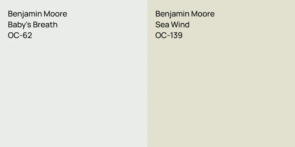 Benjamin Moore Baby's Breath vs. Benjamin Moore Sea Wind comparison