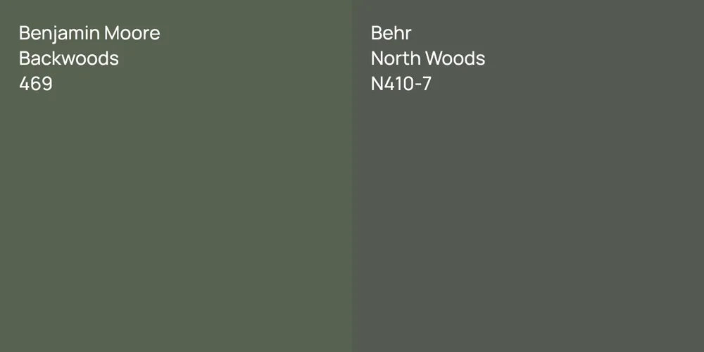 Benjamin Moore Backwoods vs. Behr North Woods comparison
