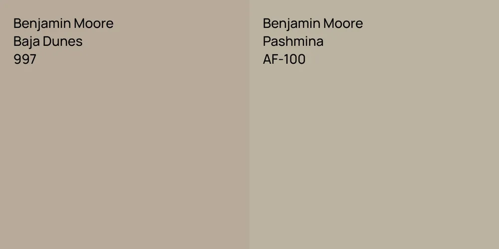 Benjamin Moore Baja Dunes vs. Benjamin Moore Pashmina comparison
