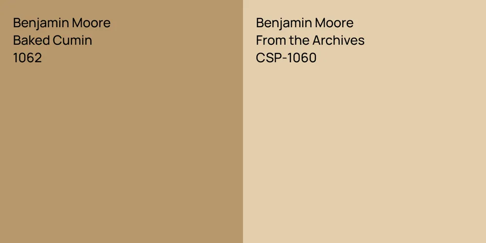 Benjamin Moore Baked Cumin vs. Benjamin Moore From the Archives comparison