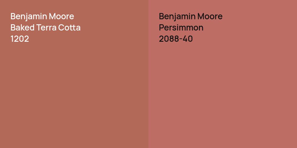 Benjamin Moore Baked Terra Cotta vs. Benjamin Moore Persimmon comparison