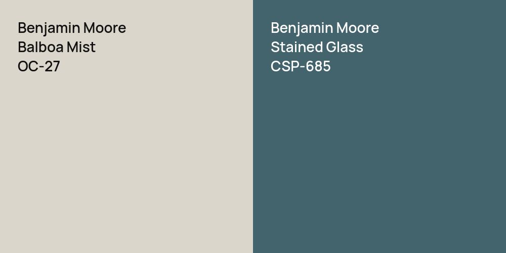 Benjamin Moore Balboa Mist vs. Benjamin Moore Stained Glass comparison