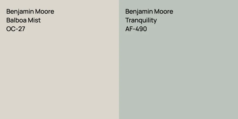 Benjamin Moore Balboa Mist vs. Benjamin Moore Tranquility comparison