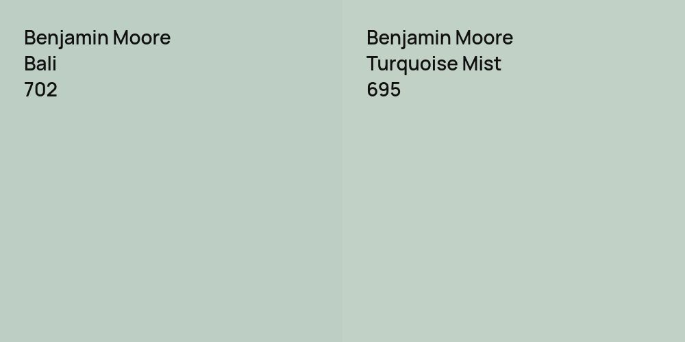 Benjamin Moore Bali vs. Benjamin Moore Turquoise Mist comparison