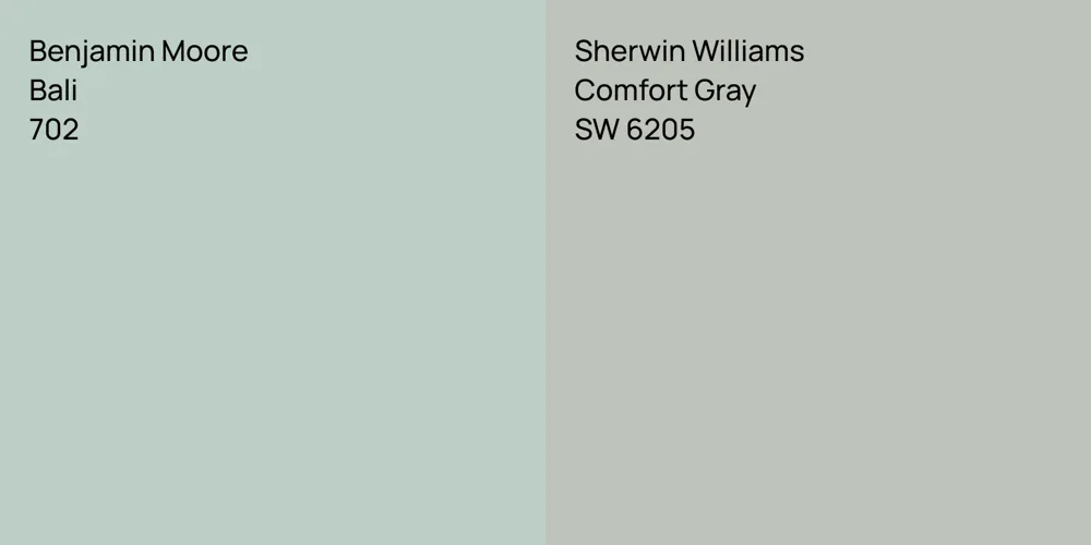 Benjamin Moore Bali vs. Sherwin Williams Comfort Gray comparison