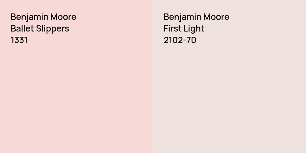 Benjamin Moore Ballet Slippers vs. Benjamin Moore First Light comparison