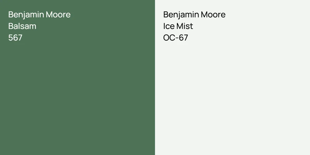Benjamin Moore Balsam vs. Benjamin Moore Ice Mist comparison