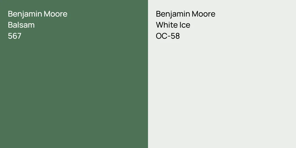 Benjamin Moore Balsam vs. Benjamin Moore White Ice comparison
