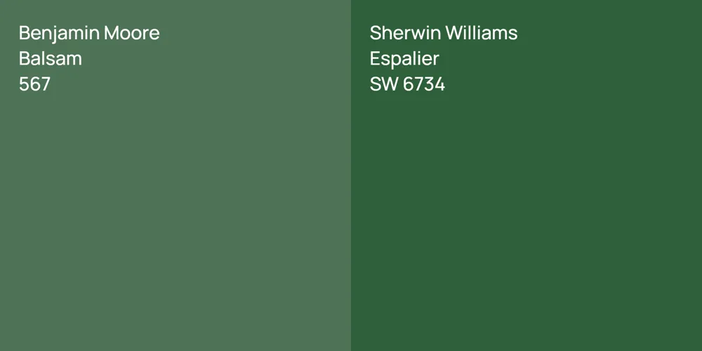 Benjamin Moore Balsam vs. Sherwin Williams Espalier comparison