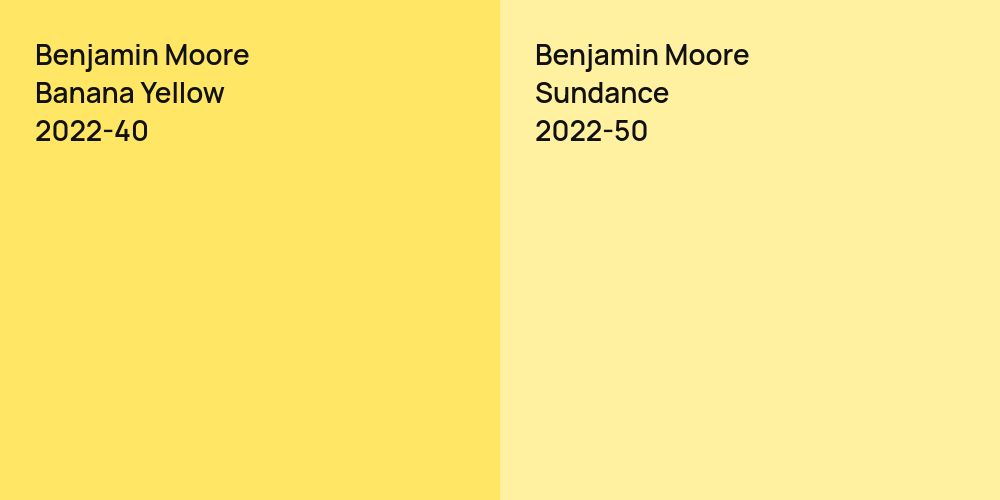 Benjamin Moore Banana Yellow vs. Benjamin Moore Sundance comparison