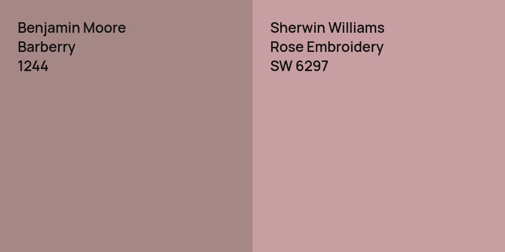 Benjamin Moore Barberry vs. Sherwin Williams Rose Embroidery comparison