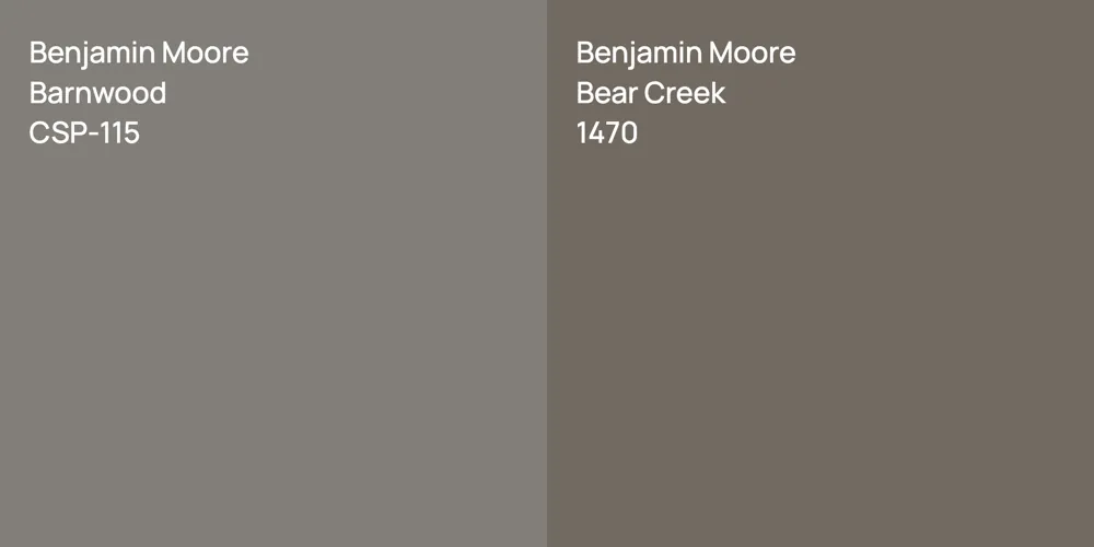 Benjamin Moore Barnwood vs. Benjamin Moore Bear Creek comparison