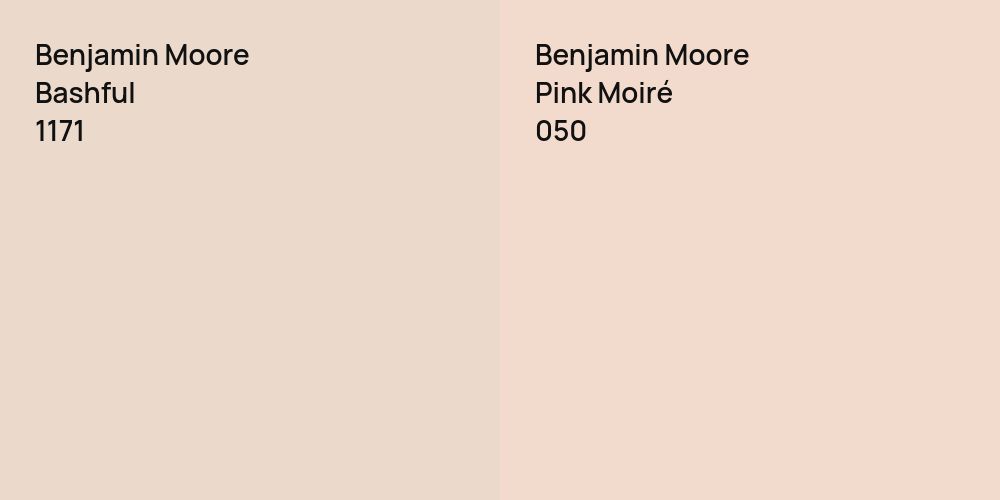 Benjamin Moore Bashful vs. Benjamin Moore Pink Moiré comparison