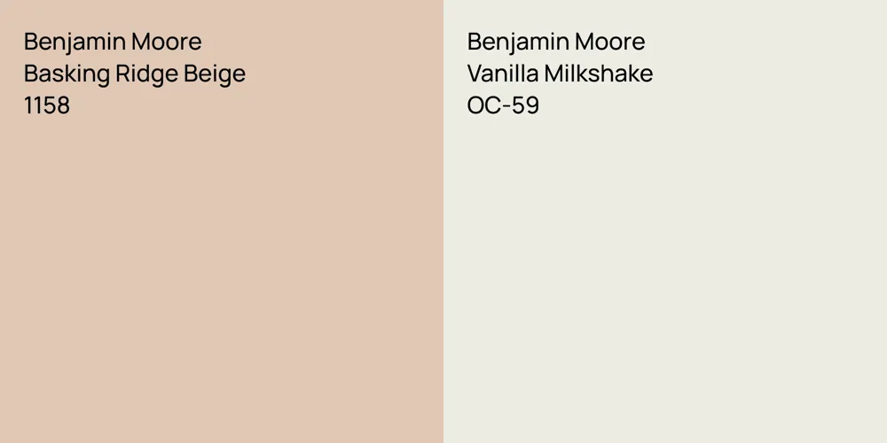 Benjamin Moore Basking Ridge Beige vs. Benjamin Moore Vanilla Milkshake comparison