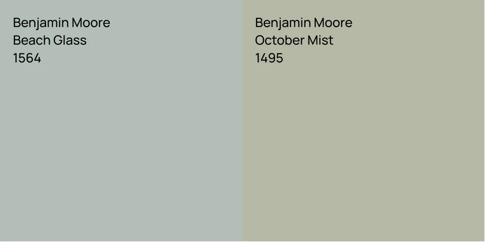 Benjamin Moore Beach Glass vs. Benjamin Moore October Mist comparison