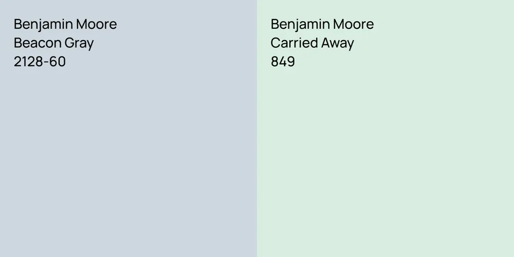 Benjamin Moore Beacon Gray vs. Benjamin Moore Carried Away comparison