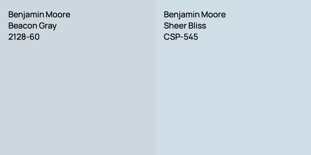Benjamin Moore Beacon Gray vs. Benjamin Moore Sheer Bliss comparison