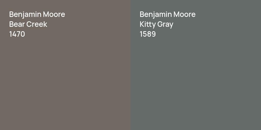 Benjamin Moore Bear Creek vs. Benjamin Moore Kitty Gray comparison