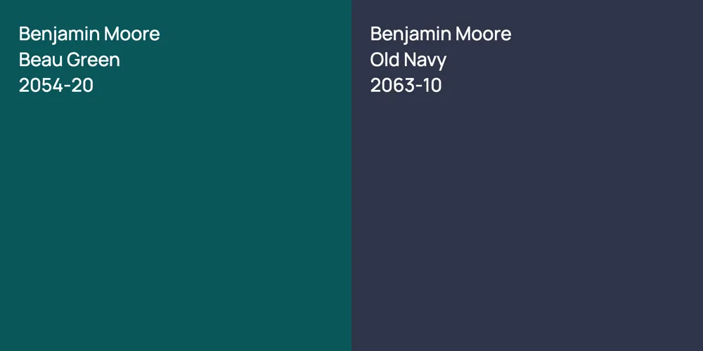 Benjamin Moore Beau Green vs. Benjamin Moore Old Navy comparison