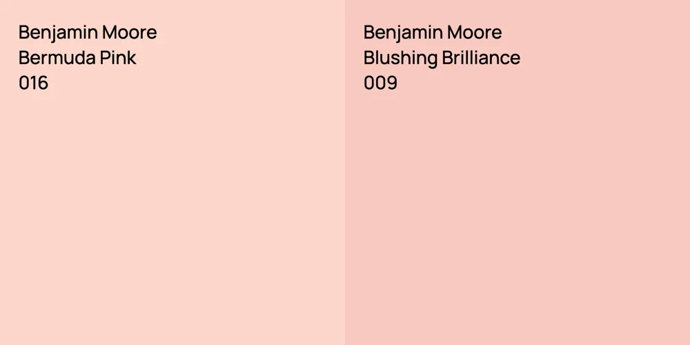 Benjamin Moore Bermuda Pink vs. Benjamin Moore Blushing Brilliance ...