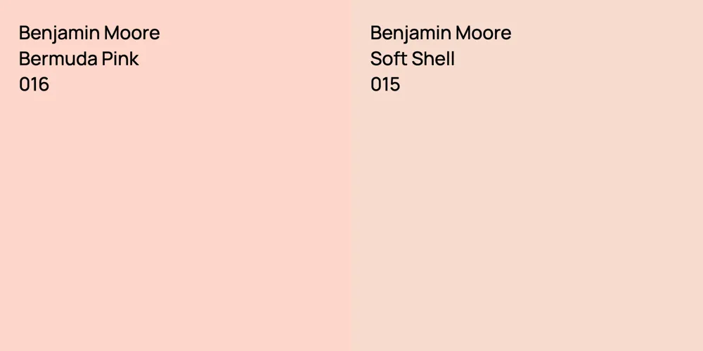 Benjamin Moore Bermuda Pink vs. Benjamin Moore Soft Shell comparison