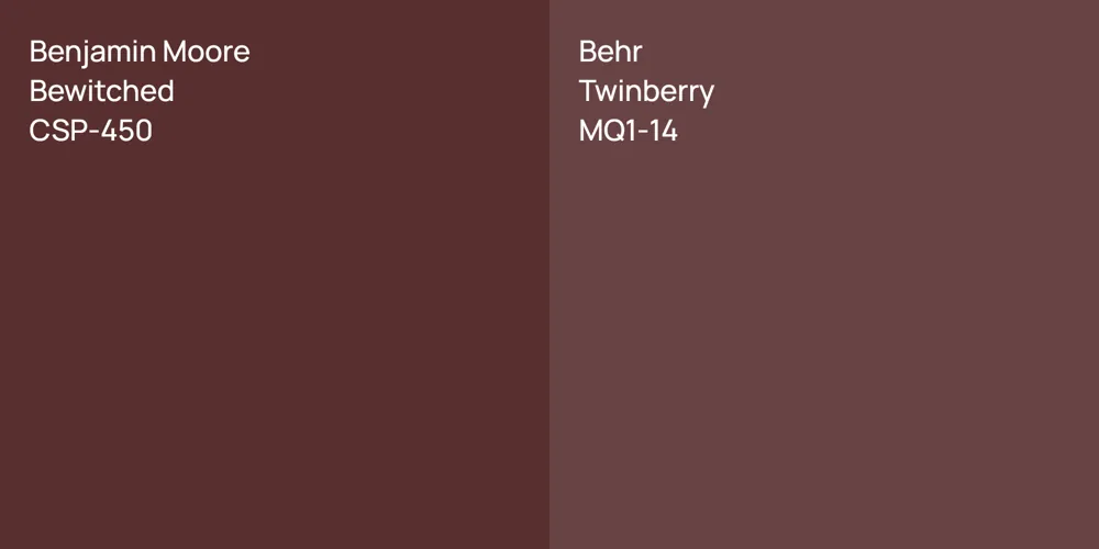 Benjamin Moore Bewitched vs. Behr Twinberry comparison