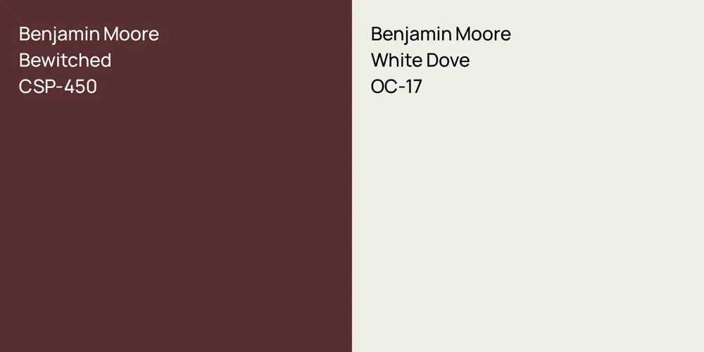 Benjamin Moore Bewitched vs. Benjamin Moore White Dove comparison