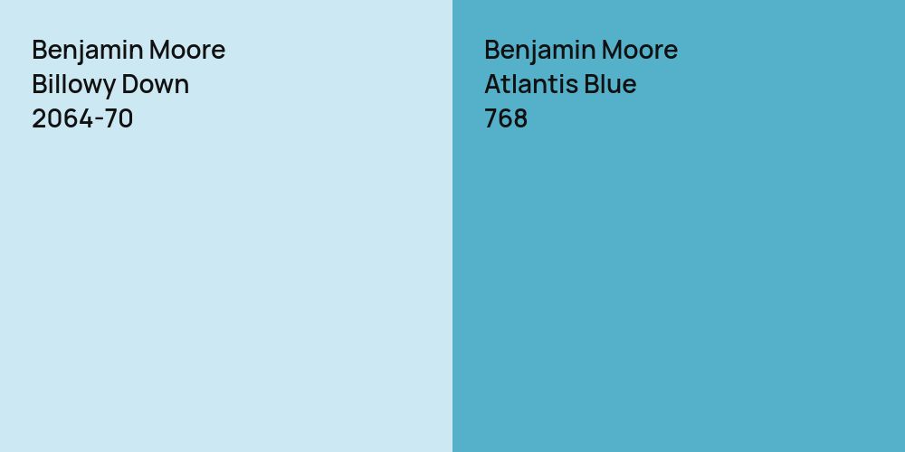 Benjamin Moore Billowy Down vs. Benjamin Moore Atlantis Blue comparison