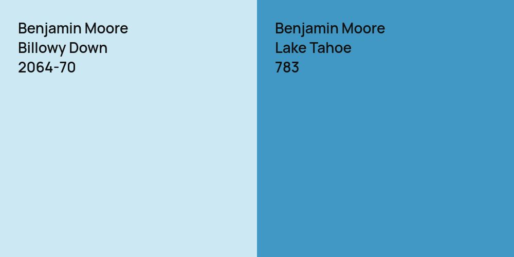 Benjamin Moore Billowy Down vs. Benjamin Moore Lake Tahoe comparison