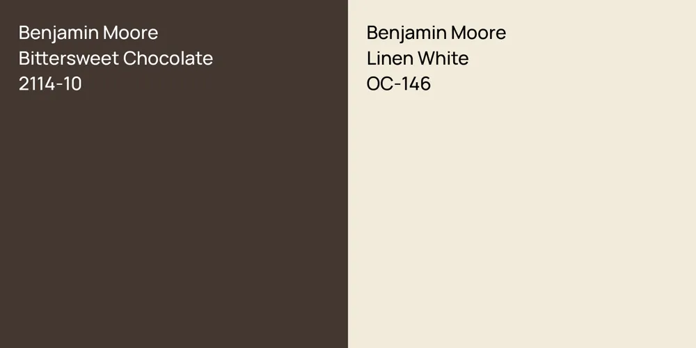 Benjamin Moore Bittersweet Chocolate vs. Benjamin Moore Linen White ...