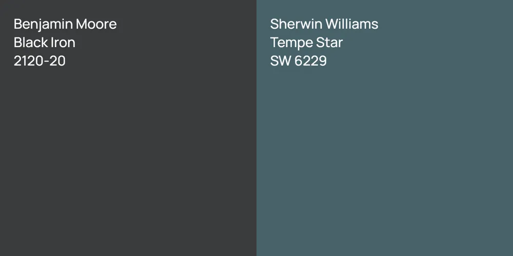 Benjamin Moore Black Iron vs. Sherwin Williams Tempe Star comparison