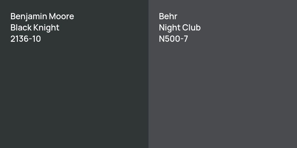 Benjamin Moore Black Knight vs. Behr Night Club comparison