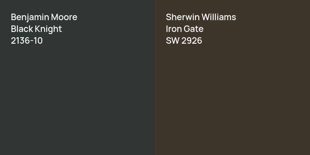Benjamin Moore Black Knight vs. Sherwin Williams Iron Gate comparison