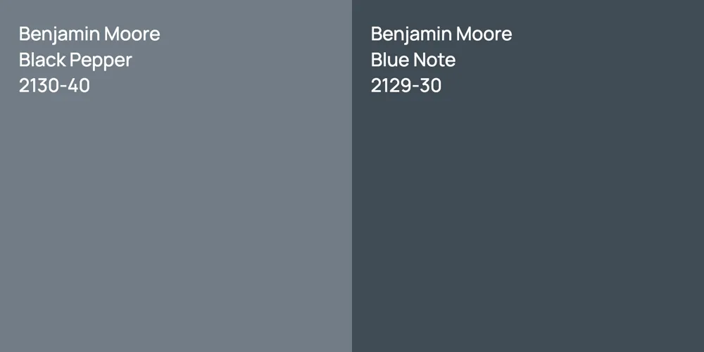 Benjamin Moore Black Pepper vs. Benjamin Moore Blue Note comparison