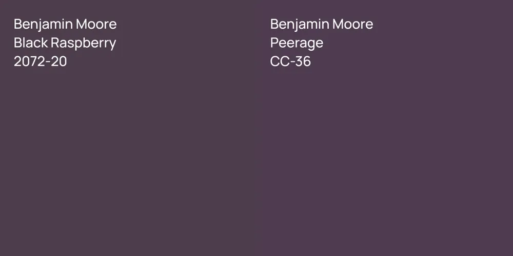 Benjamin Moore Black Raspberry vs. Benjamin Moore Peerage comparison