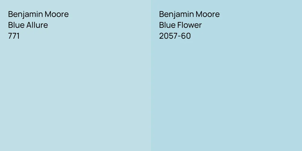 Benjamin Moore Blue Allure vs. Benjamin Moore Blue Flower comparison