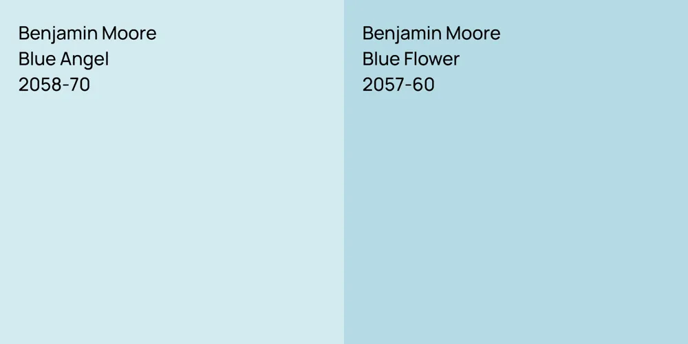 Benjamin Moore Blue Angel vs. Benjamin Moore Blue Flower comparison