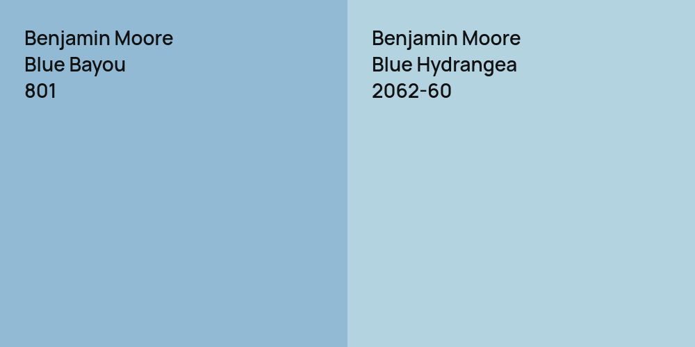 Benjamin Moore Blue Bayou vs. Benjamin Moore Blue Hydrangea comparison