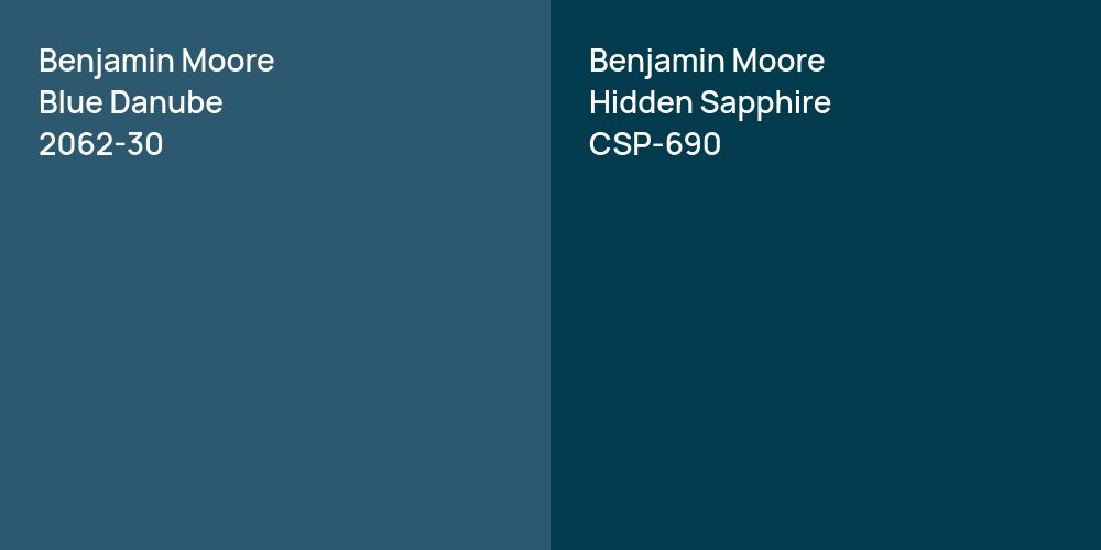 Benjamin Moore Blue Danube vs. Benjamin Moore Hidden Sapphire comparison